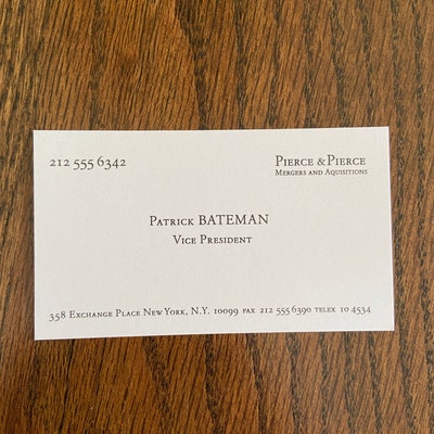 American Psycho Patrick Bateman Business Card Replicas / Movie Prop ...