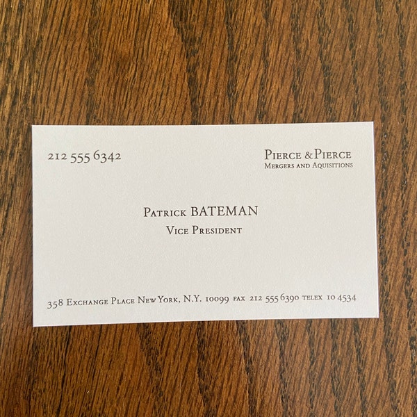 American Psycho - Patrick Bateman Business Card Replicas / Movie Prop ...