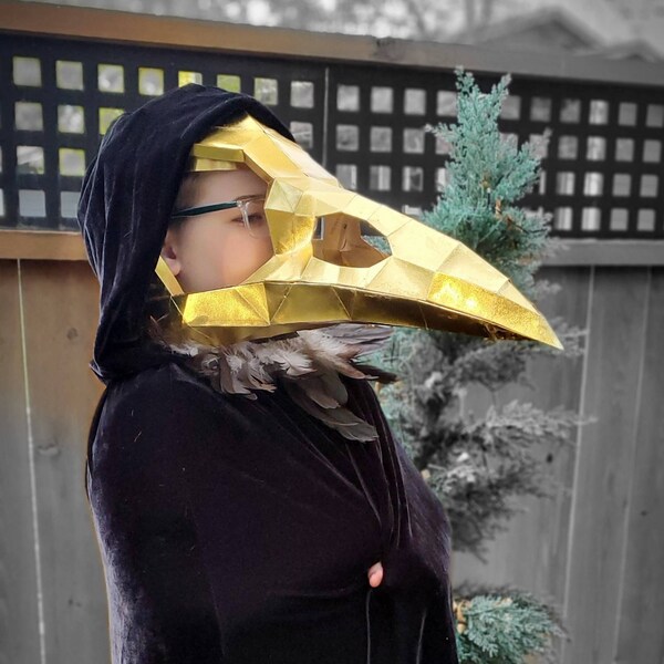 Crow Raven Skull Mask Papercraft, Printable DIY PDF Template, Paper ...
