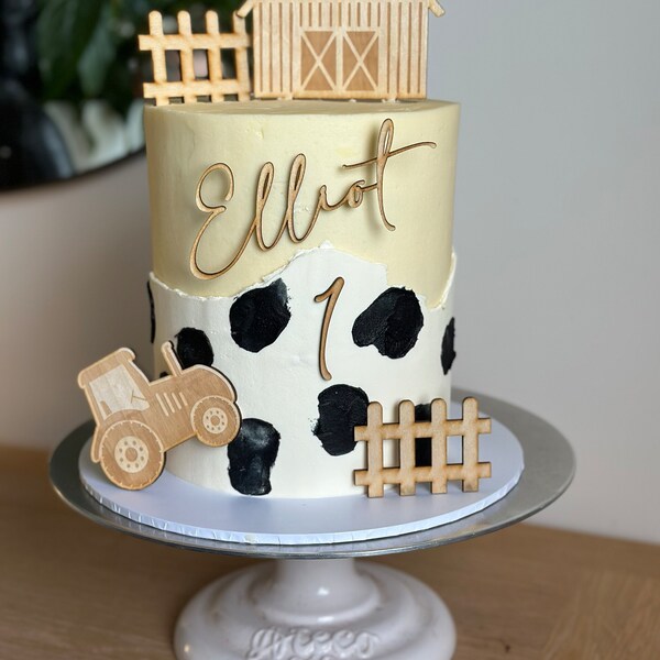 Farm Cake Topper Set Farm Yard Farm Party Birthday Wooden Cake Topper ...