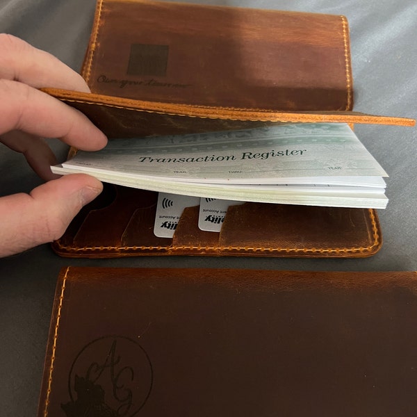 Leather Checkbook Sleeve, Checkbook Cover With Card Holders ...