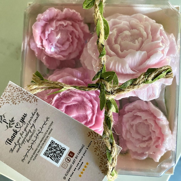Set of 4 Flower Soaps Gift Box, Mother's Day Peony Soap Gift, Bathroom ...