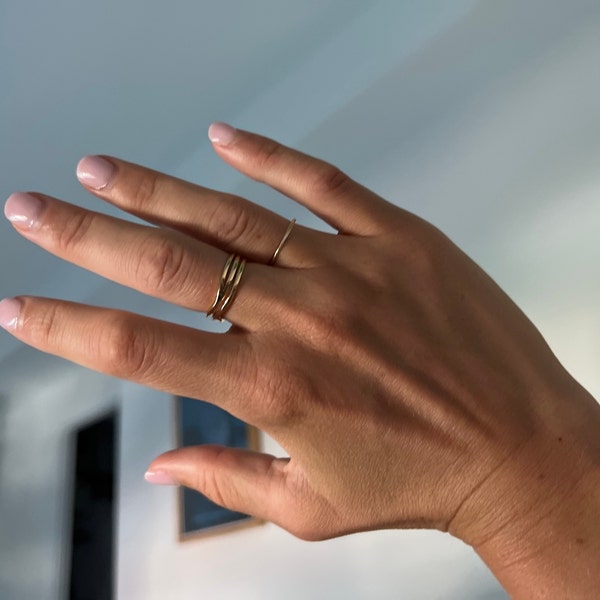 Triple Intertwined Silver Ring, Thin Ring With a Fine Multi-strand ...