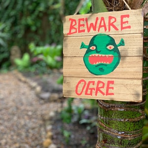 Shrek Beware Ogre Painting on Wooden Plaque Wall Hanging Handmade - Etsy