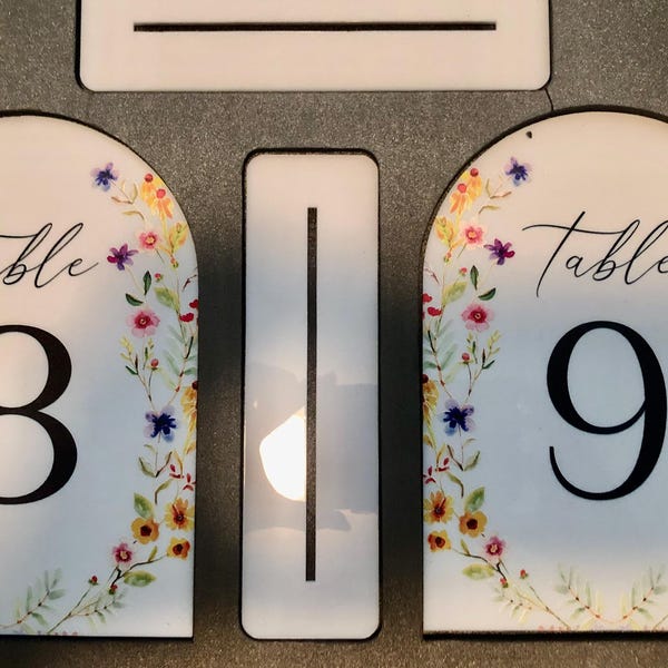 Wedding Table Numbers, Modern Floral Table Numbers, Wedding Table Sign ...