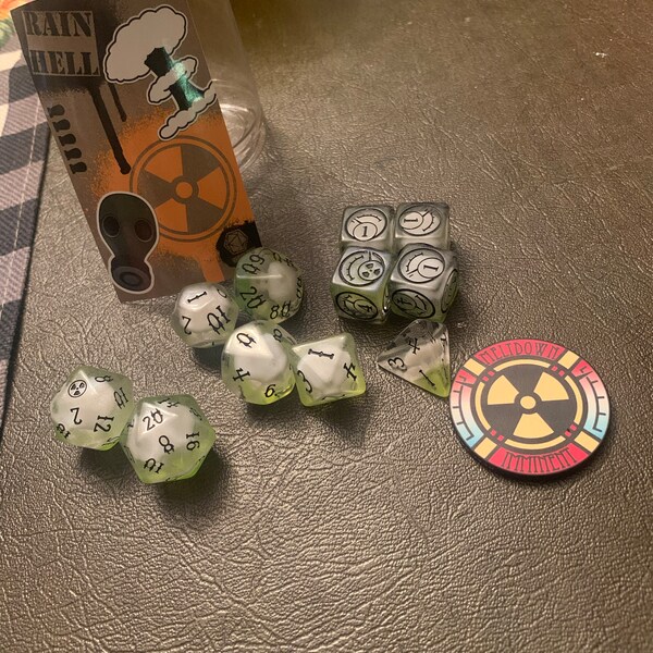 Nuclear Fallout Exclusive 11 Dice Set | Glow in the Dark Nuke Wasteland ...