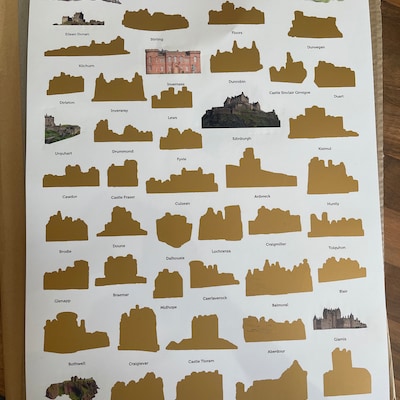 Scottish Castles Scratch off Bucket List Poster, Edinburgh Castle ...