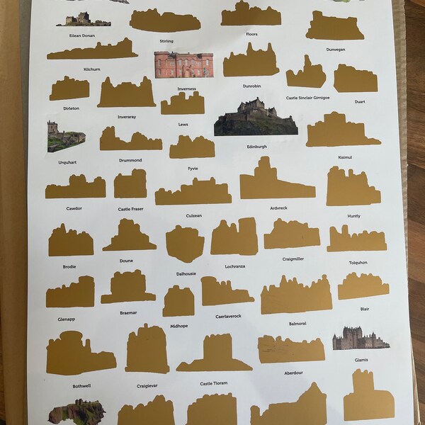 Scottish Castles Scratch off Bucket List Poster - Etsy