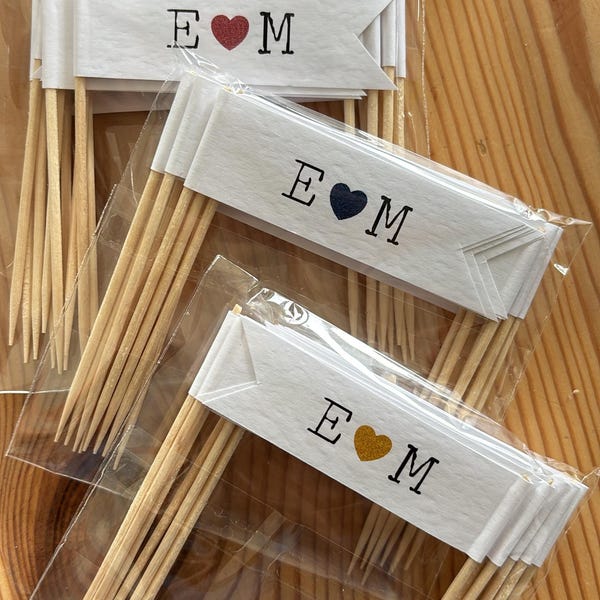 18 Personalised Wedding Cupcake Flags, Engagement, Anniversary, Cupcake ...