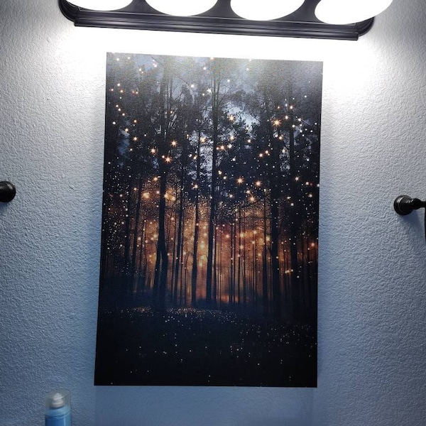 Enchanted Forest Firefly Art Print - Botanical Wall Art, Landscape ...