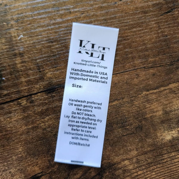 White Satin USA Tracking Label - Custom Tracking Label - CPSIA/CPSC ...