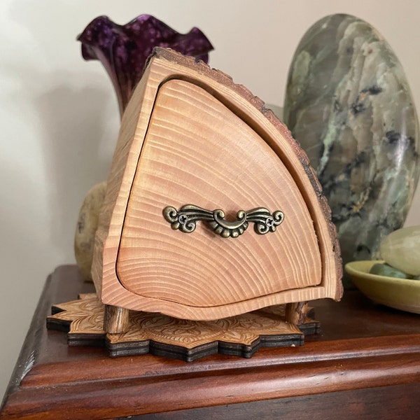 Rustic Log Box From Firewood With Bark, Fairy Drawer, Pear Wood ...