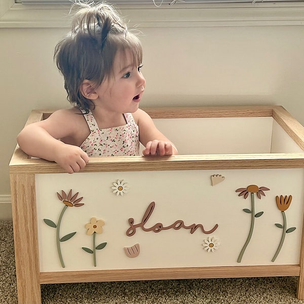 Blooming Cacti Toy Chest With Name - Toy Storage - Nursery Decor - 1st ...