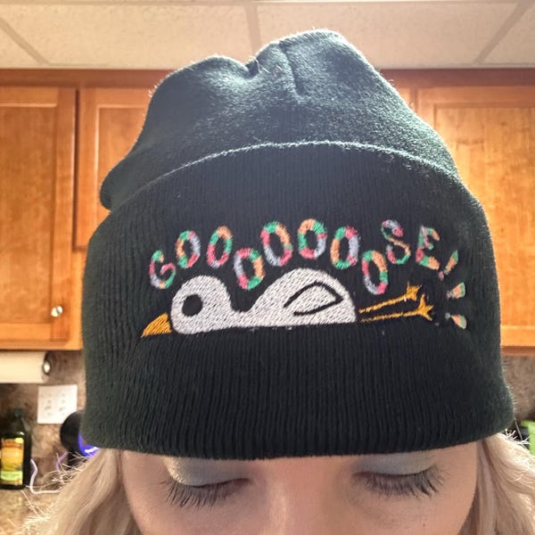 Goose the Band Embroidered Knit Beanie Hat Gooooose!!! Black, Gray ...