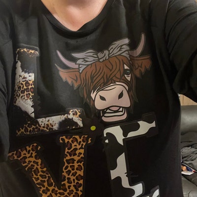 Love Highland Cow Leopard Cow Print Transfer Ready to Press Transfer ...