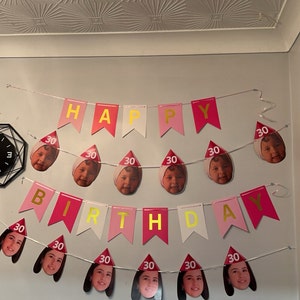 Custom Photo Face Bunting Banner Cutout 30th Birthday Party Decorations ...