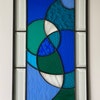 Honeydewglass Teal and Turquoise Stained Glass Panel With Flower Bevel ...