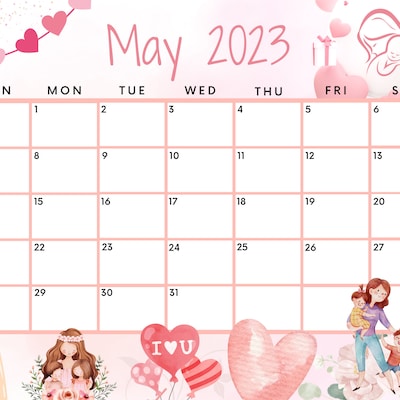 EDITABLE May 2024 Calendar, Printable Cute Pink Cinco De Mayo Calendar ...