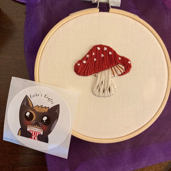 Handmade Toadstool Mushroom Embroidery Hoop Art: Cottagecore Wall Decor ...