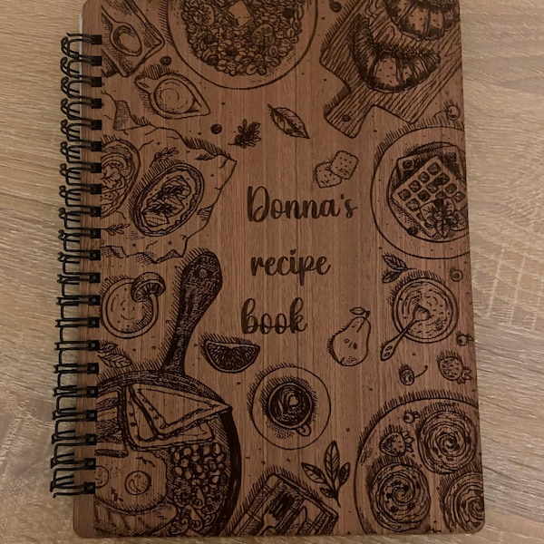 Personalized Wood Recipe Spiral Notebook Birthday Gift for Her Custom ...