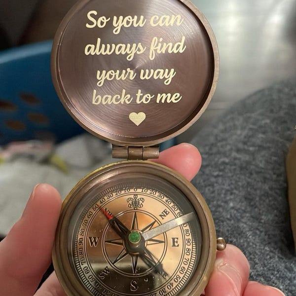 Personalized Brass Compass Birthday Gift for Husband, Wedding Gift ...