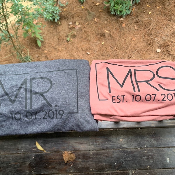 Personalized Mr and Mrs Matching Shirt Set Mr Mrs Tank and Tee Shirt ...