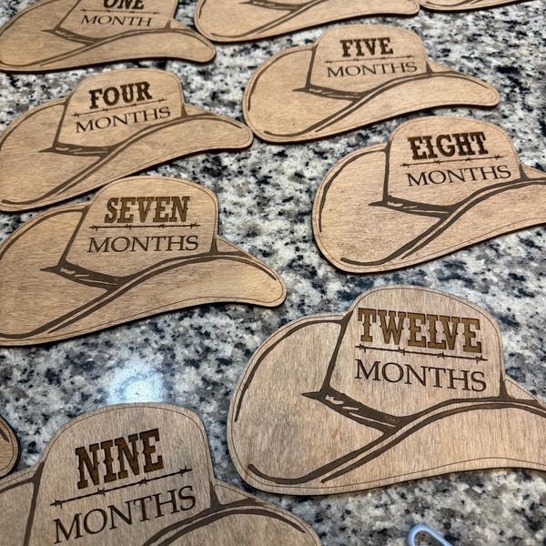 Baby Milestones Cowboy Hat Laser Ready File, SVG, PDF, Glowforge Tested ...