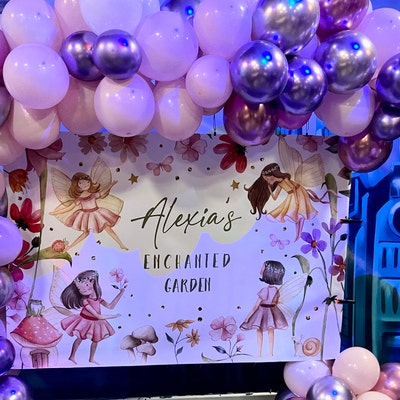 Editable Fairy Birthday Backdrop Fairy First Birthday Girl Pink Fairy ...