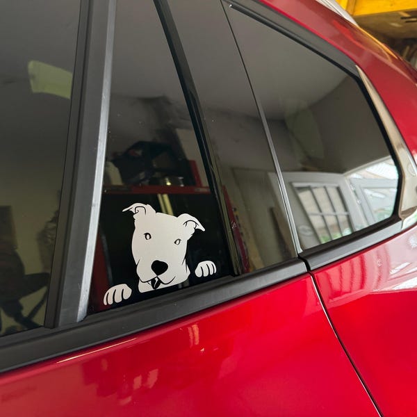 Pitbull Decal - Peeking Pit Pitbull Bully Staffy Dog Decal Sticker - W ...