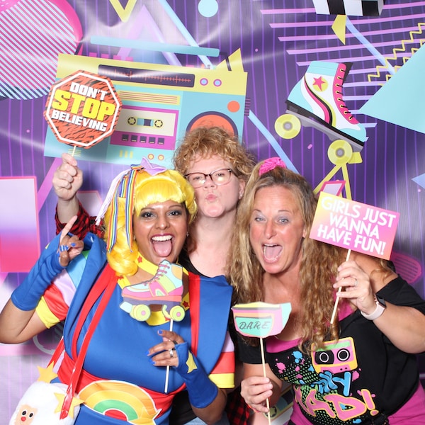 Throwback 90's Photo Booth Prop Set - Funny 1990's Theme Party ...