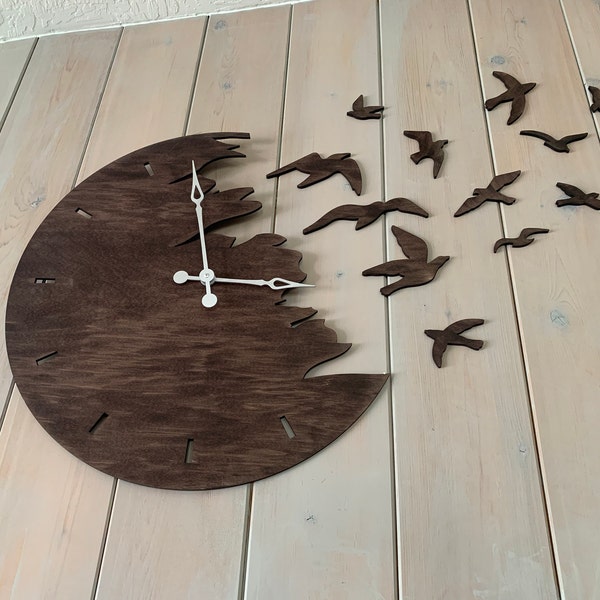 Birds Wall Clock, Bird Flying Clock, Modern Wall Clock Unique ...
