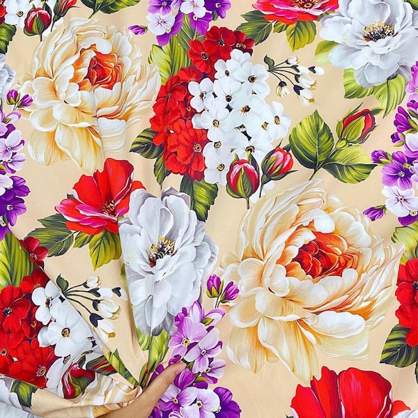 White and Blue Majolica Print Fabric by the Yard, Sicilian Tile Print ...