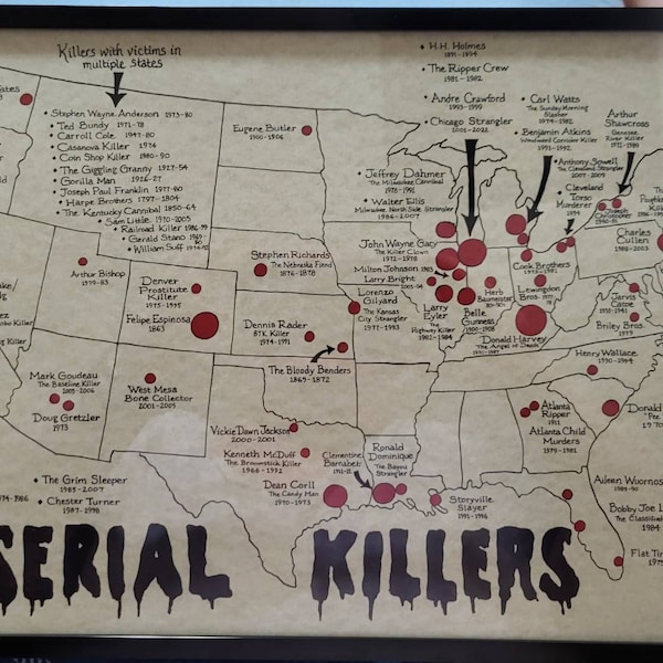 American Serial Killers Map - Etsy