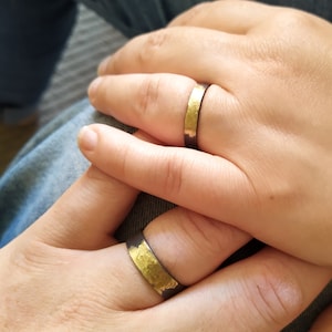 4mm6mm Sterling Silver & 24K Gold Keum Boo Ring Set, OOAK Wedding Ring ...