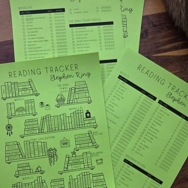 Stephen King Reading Checklist Book Tracker Novels 2025 UPDATED Bookshelf Reading Log Printable ...