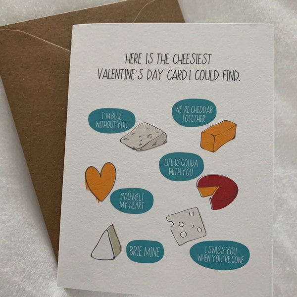 Cheesy Valentine's Day Card, Cheese Card, Cheese Lover, Valentine's ...
