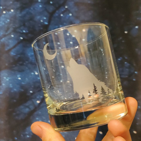 Wolf Whiskey Glass | Wolf Rocks Glass - Wolf Glass - Wolf Gift - Wolf ...