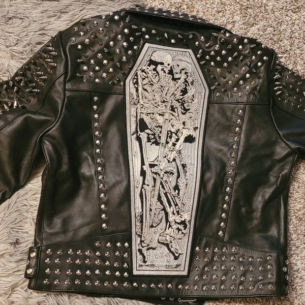 Men's Gothic Studded Vest Jacket, Made to Order Black Genuine Leather ...