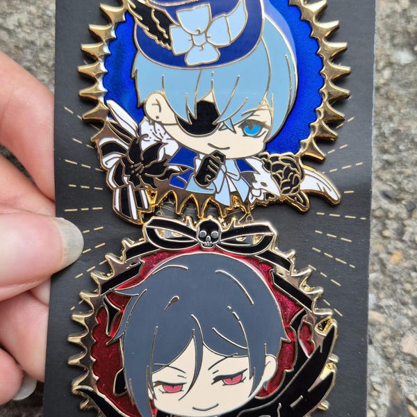 Black Butler Hard Enamel Pins - Kuroshitsuji Ciel Sebastian Grell ...