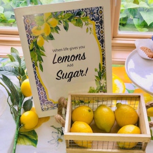 Positano Blue Tile Lemon Custom Text Sign Template, Printable Wedding ...