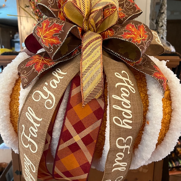 Fall Bow, Happy Fall Y’all Bow, Pumpkin Bow, Leaf Bow, Orange Bow, Fall ...