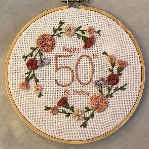 Floral Birthday Hoop Embroidery Pattern | Digital Download | 13th 16th ...