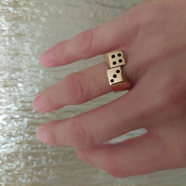 Lucky 7 Dice Ring Hand Made in Solid Brass Made to Order ( Hand Carved ...