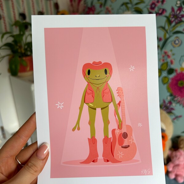 Howdy Partner Frog Art Print Frog Aesthetic Art Print Western Wall Art ...