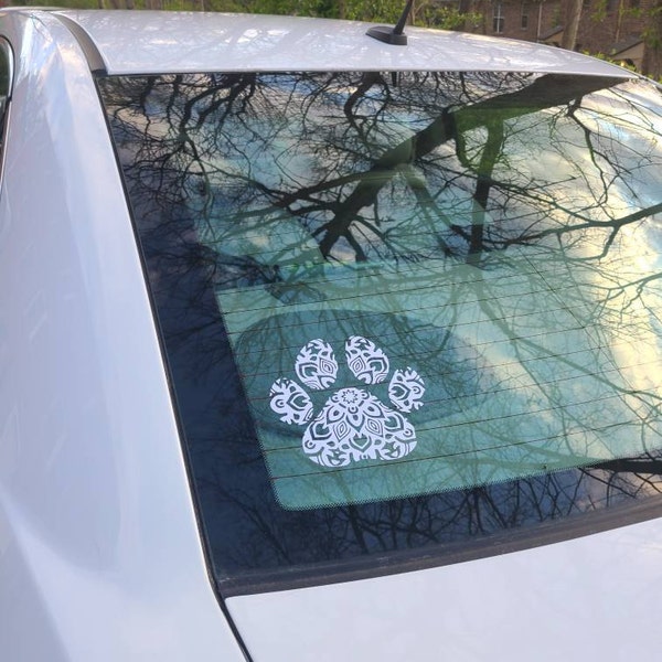 Mountain Paw Print Decal, Boho Paw Print Decal, Car/window Paw Print ...