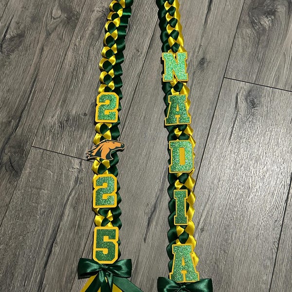 Two Color Personalized Graduation Lei With Mascot or Character - Etsy