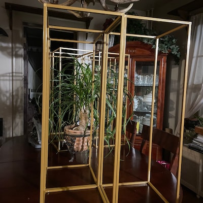 Set of 2 32 Matte Gold Metal Stand, Flower Stand, Geometric Metal Stand ...