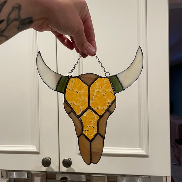 Stained Glass Bull Skull Pattern: Beginner DIY Project (digital ...