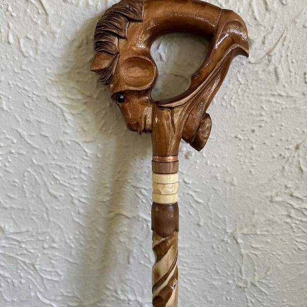 Phoenix Cane Walking Stick Wooden Carved Hand Head Walking Cane Old ...