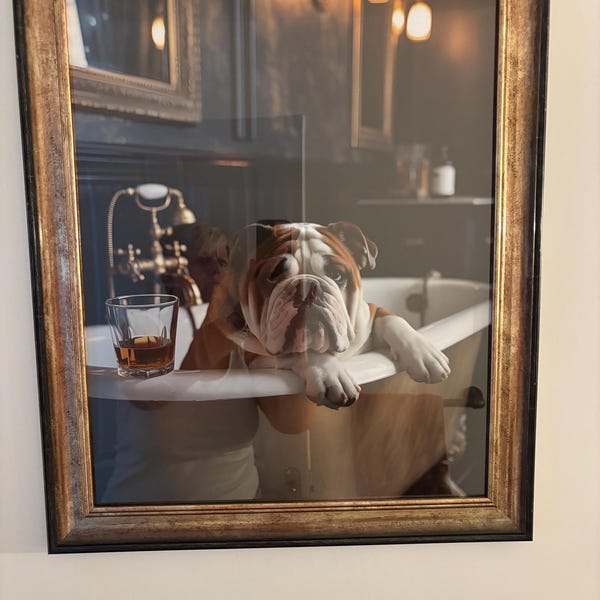 Funny Bulldog Golfer Poster – Vintage Style Dog Playing Golf Wall Art ...